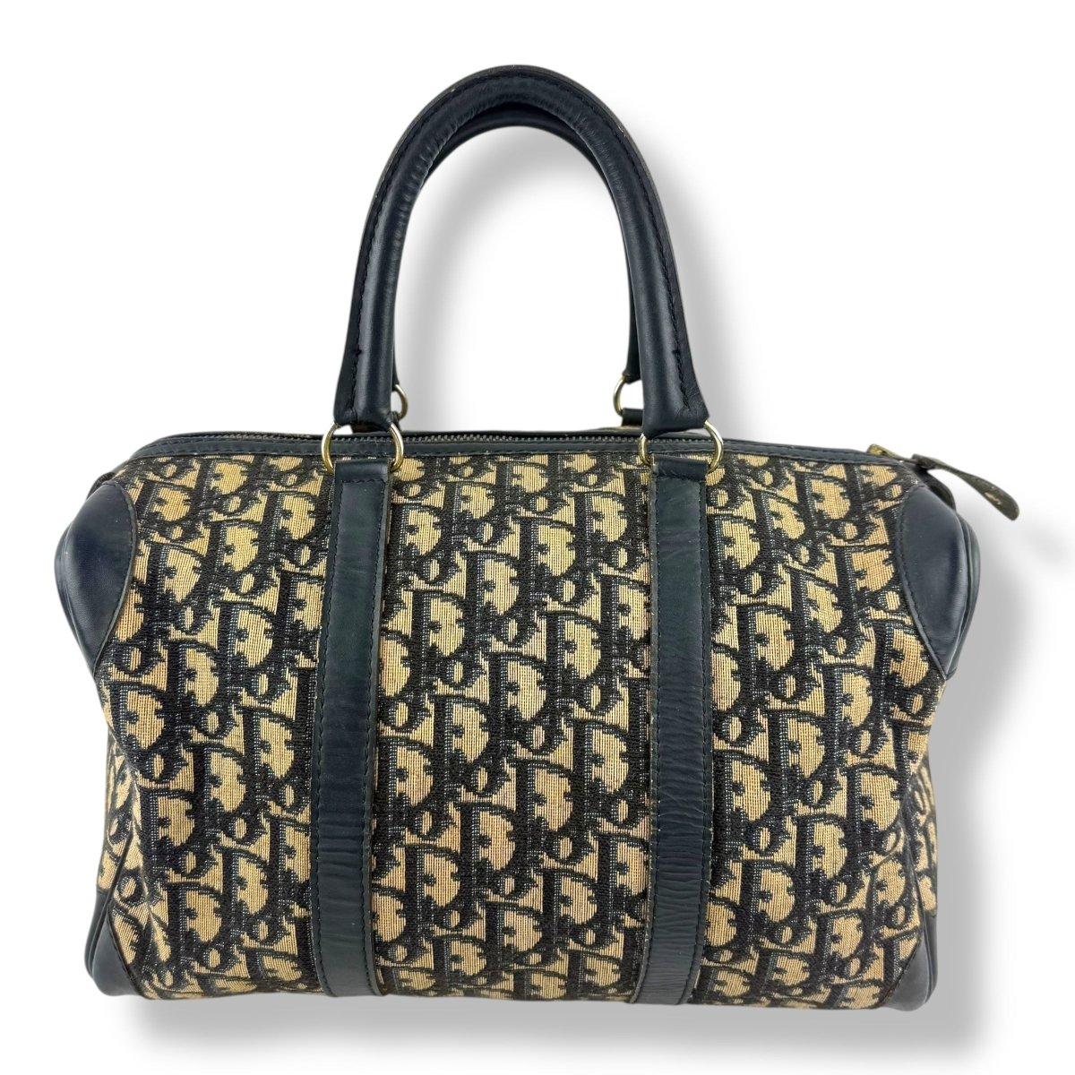 Christian Dior Boston Monogram Oblique Beige/Navy Handbag - Lux Central